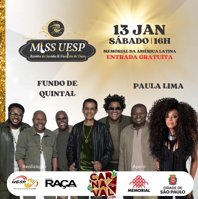 Neste sábado (13), Fundo de Quintal faz show de abertura do Miss UESP ...
